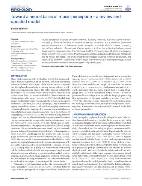 PDF Toward A Neural Basis Of Music Perception A Review And Updated