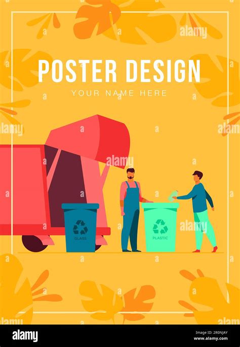 Garbage Collector Cleaning Waste Bin Flat Vector Illustration Stock Garbage Collector Cleaning Waste Bin Flat Vector Illustration Stock