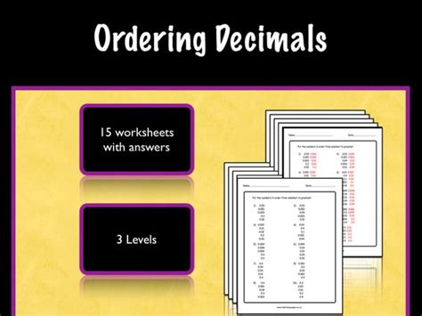 Ordering Decimals Ks2 3 Differentiated Worksheets Teaching Resources