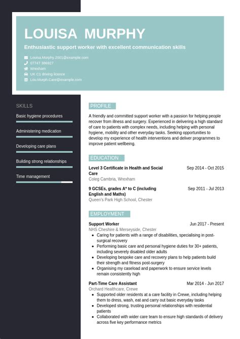 Support Worker Cv Example Cvwizard