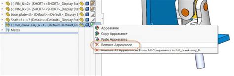 how to use solidworks assembly appearance overrides