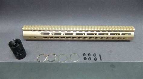 15″ Inch Ar15 Ar Ultra Light Slim Trump Gold Anodized Keymod Free Float Hand Guard Fore Grip