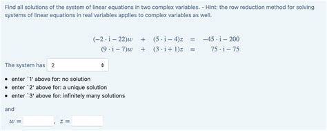 Solved Find All Solutions Of The System Of Linear Equations Chegg