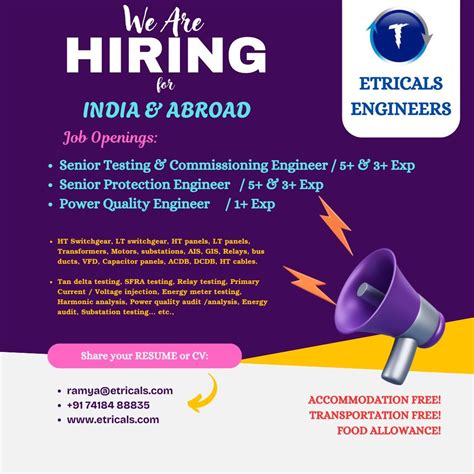 We Are Hiring Testing And Commissioning Engineers And Relay Engineers
