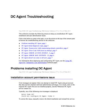 Fillable Online DC Agent Troubleshooting Fax Email Print PdfFiller