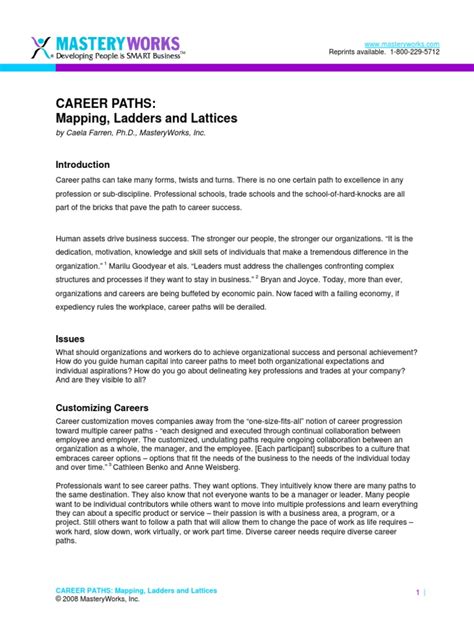 Career Paths Mapping Ladders Lattices Download Free Pdf Employment