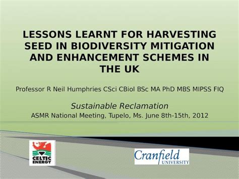 Pptx Lessons Learnt For Harvesting Seed In Biodiversity Mitigation