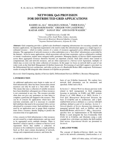 pdf network qos provision for distributed grid applications