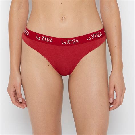 Thong Panty With Art Deco Logo In Crimson Heather La Senza Uk
