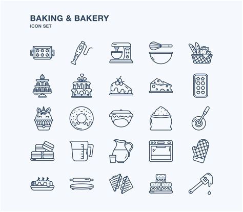 Baking And Bakery Outline Icon Set 9732209 Vector Art At Vecteezy