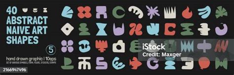 다양한 손으로 그린 기괴한 추상 기하학적 특이한 모양 마티스 아트 스타일의 형태 유치한 자유형 미학 벡터 순진한 낙서 원시 개체 및 그래픽 요소 세트 5 컬렉션 0명에 대한