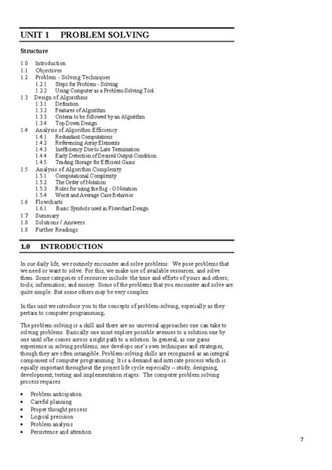 Mcs011 01 Problem Solving And Programming Problem Solving Unit 1