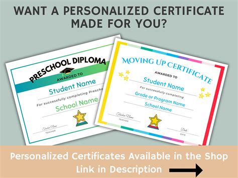 Editable Moving Up Certificate Preschool Graduation Daycare Certificate