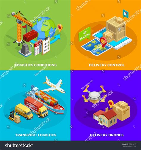 Logistic Isometric Concept Different Stages Means Stock Vector Royalty Free 530313319