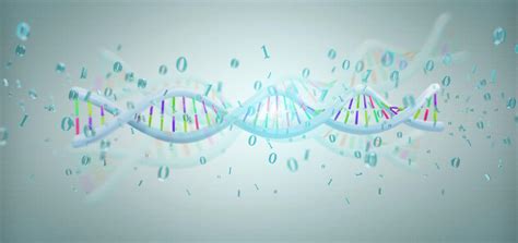 data coded dna with binary file around 3d rendering stock illustration