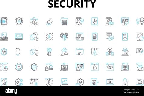 Security Linear Icons Set Encryption Firewall Authentication Malware Antivirus Passwords