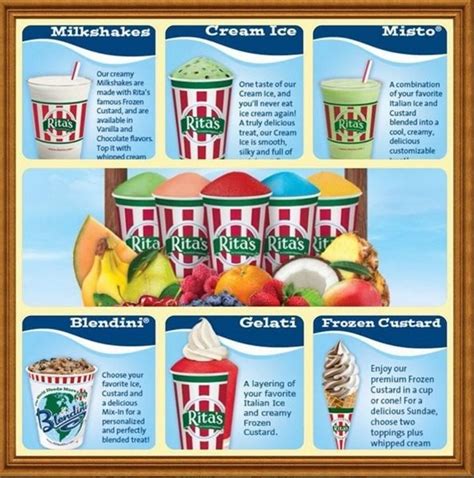 Ritas Italian Ice Menu In Maple Grove Mn
