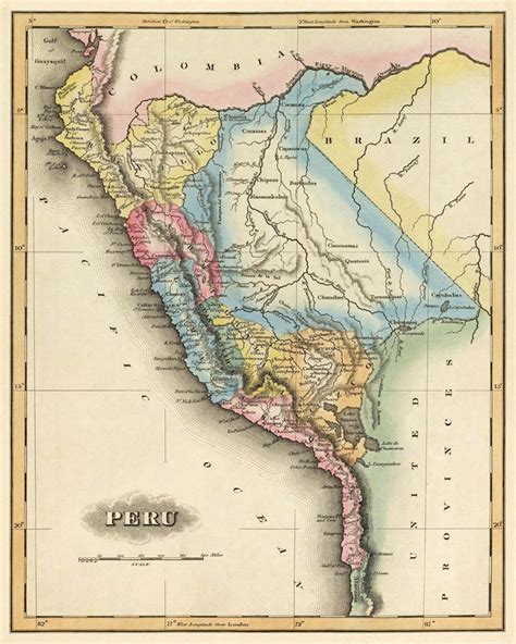 Peru Map Old Map Of Peru Archival Print Old Maps Restored Fine