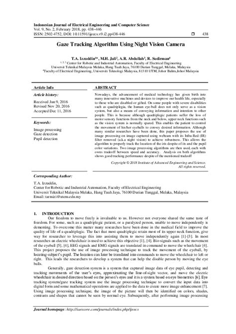 Pdf Gaze Tracking Algorithm Using Night Vision Camera