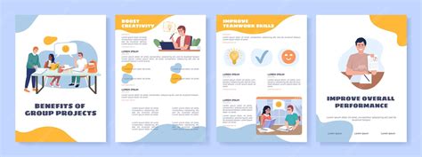 Premium Vector Group Projects Flat Vector Brochure Template