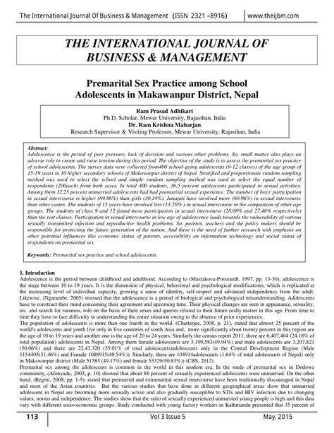 Pdf The International Journal Of Business And Management Premarital Sex