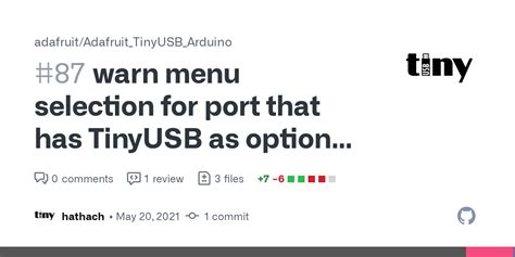 warn menu selection for port that has tinyusb as optional menu by hathach · pull request 87