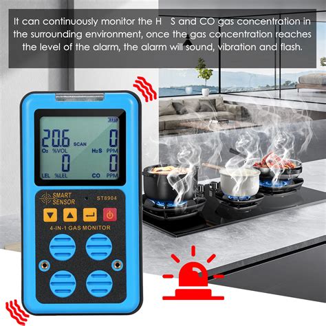 SMART SENSOR Multifunctional Gas Detector Oxygen O2 Hydrogen Sulfide H2S Carbon Monoxide CO