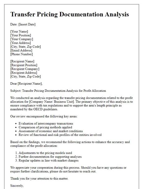Letter Template For Transfer Pricing Documentation Preparation Free Samples In Pdf Letterin