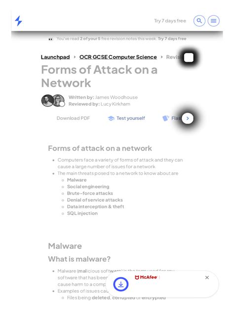 Network Attacks Gcse Computer Science Revision Notes Pdf Malware Denial Of Service Attack