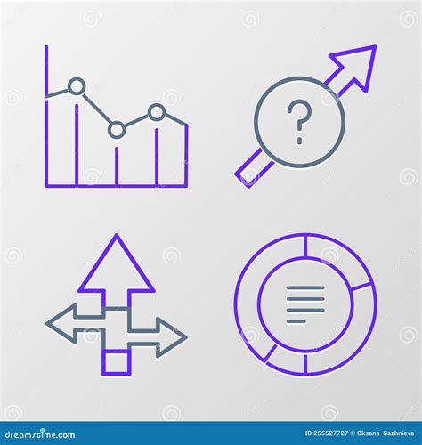 Set Line Pie Chart Infographic Arrow And Icon Vector Stock Vector Illustration Of Button