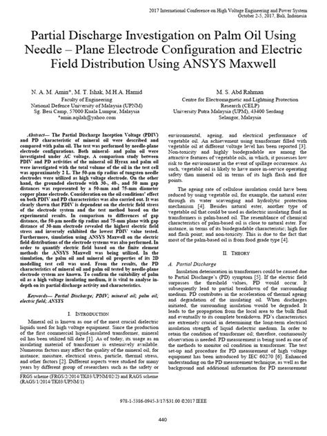Partial Discharge Investigation On Palm Oil Using Needle Plane Electrode Configuration And