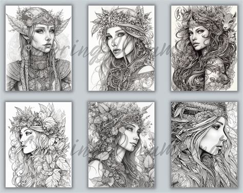 Fantasy Elf Coloring Pages Book Fantasy Elf Coloring Pages Etsy