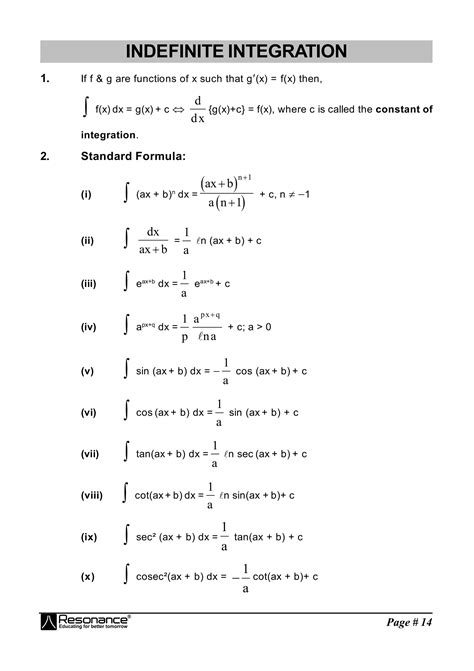 Maths Jee Formulas Pdf