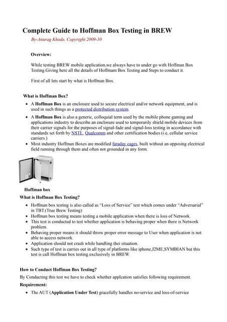 Complete Guide To Hoffman Box Testing By Anurag Khode
