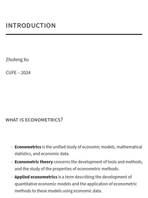 Lec 01 Introduction2 Pdf Econometrics Statistics
