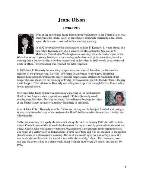 Jeane Dixon Predictions And Legacy Pdf Robert F Kennedy John F
