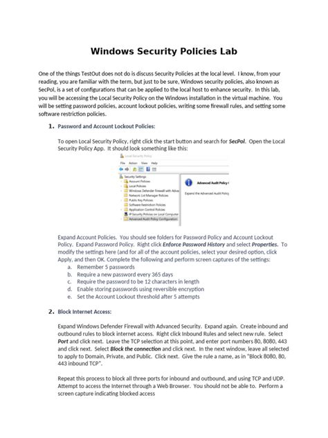 Windows Security Policies Lab Pdf Password Microsoft Windows