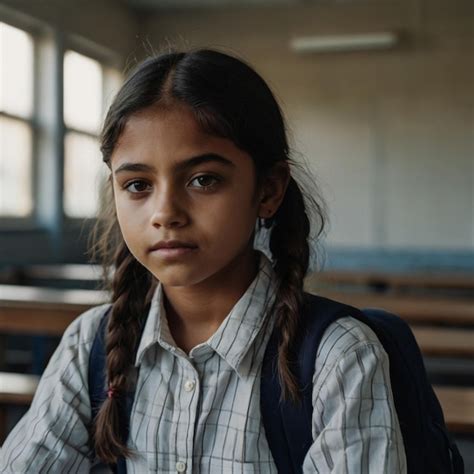 Portrait Of Black Non Binary Teenager Student In School Classroom