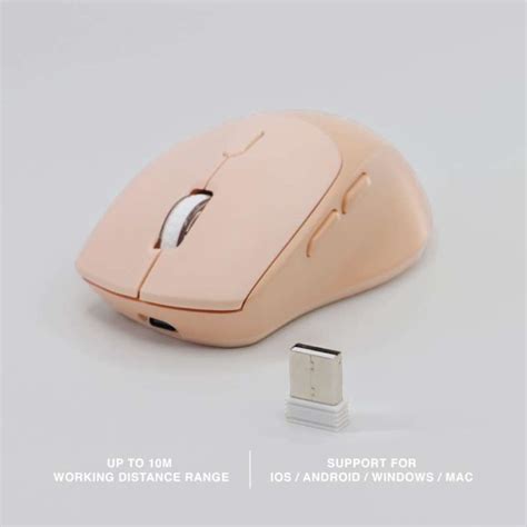 Promo Qb300 Qb 300 Mouse Office Wireless Bluetooth Dual Mode Type C Beige Free Mousepad