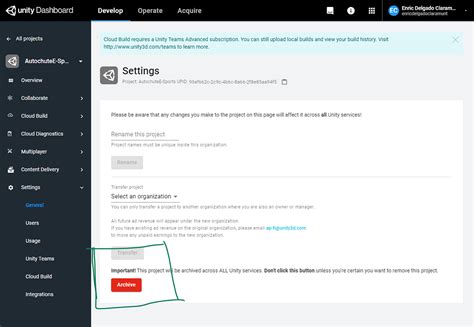 remove project from unity dashboard questions and answers unity