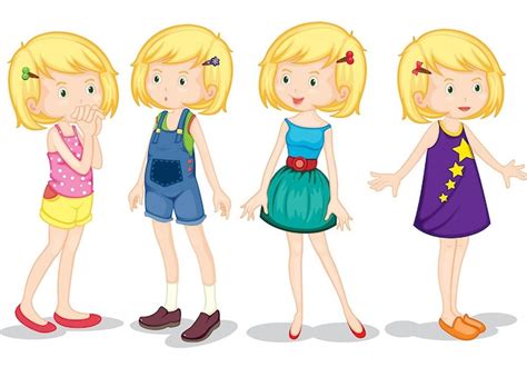 Cuatro Chicas Lindas Vector Vector Premium