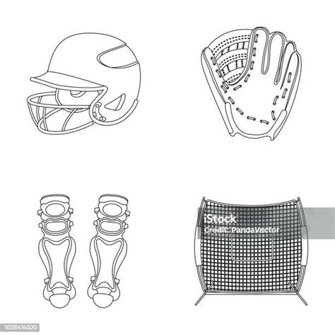 보호 헬멧 무릎 패드 및 기타 액세서리입니다 야구에 개요 스타일 벡터 기호 재고 일러스트 웹 컬렉션 아이콘을 설정합니다 0명에 대한 스톡 벡터 아트 및 기타 이미지 Istock