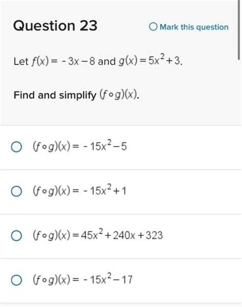 solved let f x −3x−8 and g x 5x2 3 find and simplify