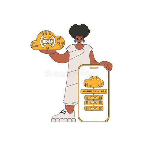 Girl With Cloud Storage Server And Iot Services Stock Vector Illustration Of Internet