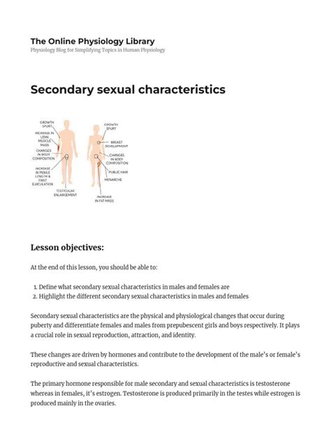 Secondary Sexual Characteristics The Online Physiology Library Pdf