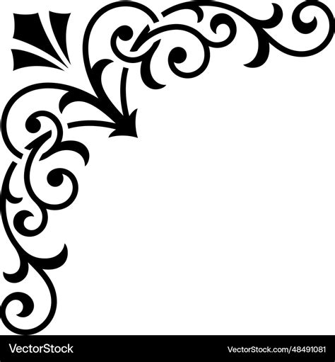 Decorative Vintage Corner Flourish Elegant Border Vector Image