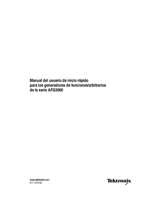 Tek Afg3000 Manual Usuario Generador De Señales Tektronix 071 1670