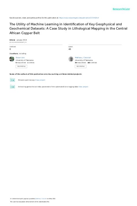 Pdf The Utility Of Machine Learning In Identification Of Key Geophysical And Geochemical