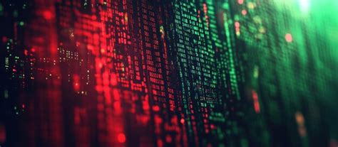 Abstract Digital Matrix With Red And Green Lights Premium AI Generated Image