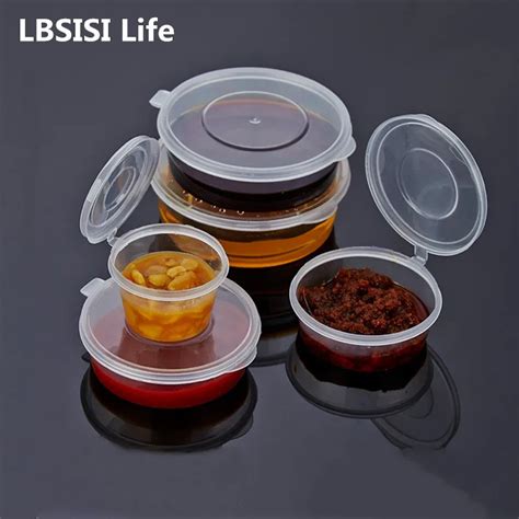 50100pcs 일회용 플라스틱 식품 용기 상자 테이크 아웃 토마토 샐러드 드레싱 포장 조미료 상자 디저트 상자